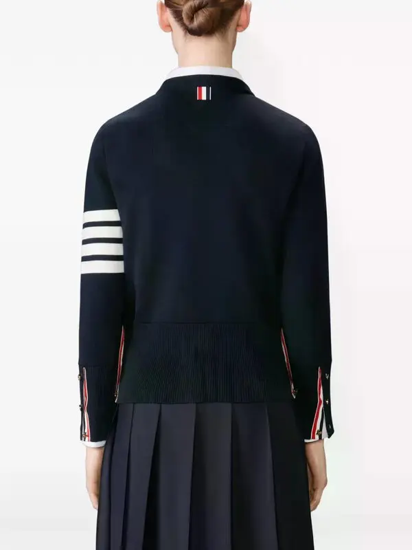 Thom Browne 4-bar Milano Stitch Crew Neck Jumper - White