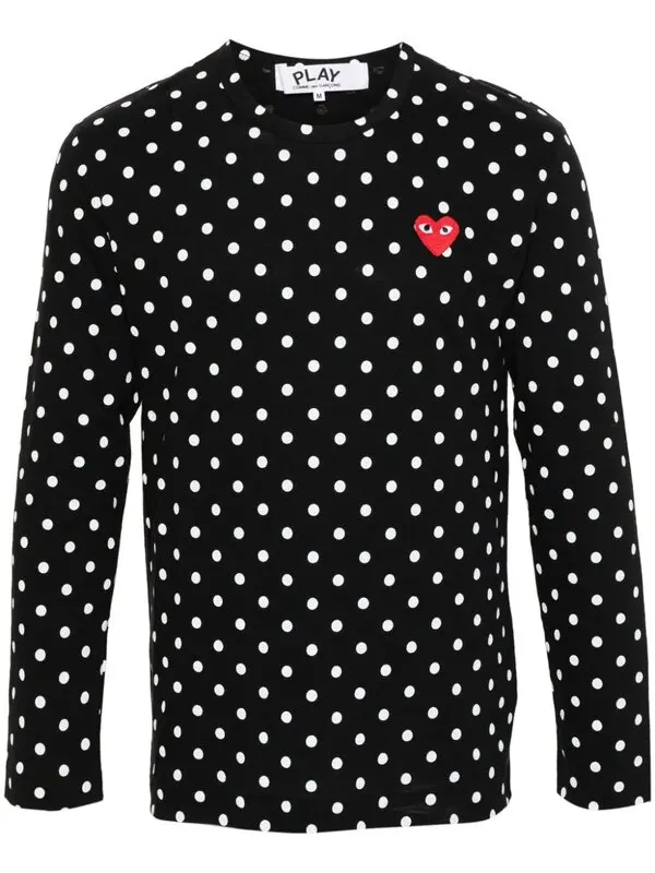 Play Comme Des Garcon Polka Dot Print T-shirt - Black