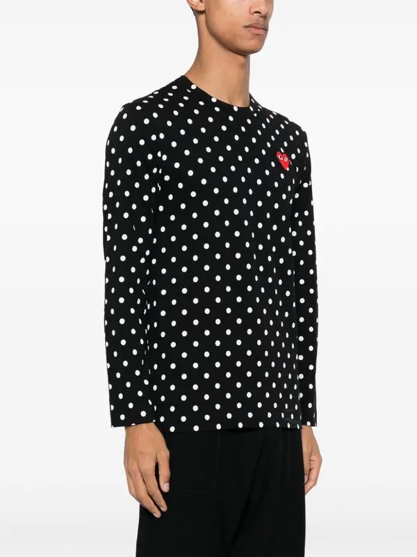 Play Comme Des Garcon Polka Dot Print T-shirt - Black