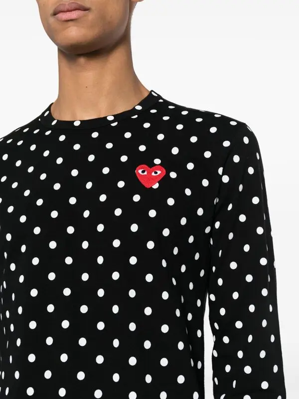 Play Comme Des Garcon Polka Dot Print T-shirt - Black