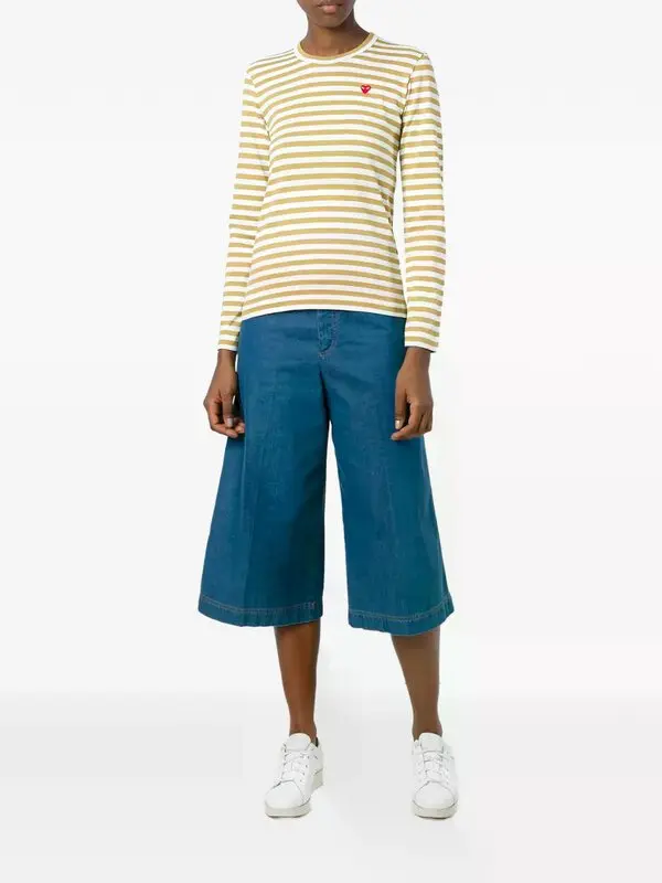 Play Comme Des Garcon Heart-patch Striped Top - Green