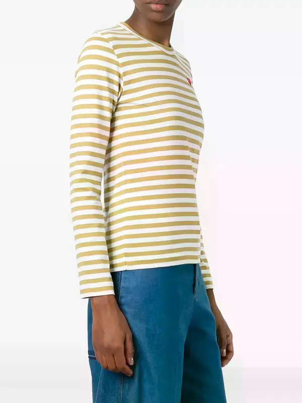 Play Comme Des Garcon Heart-patch Striped Top - Green