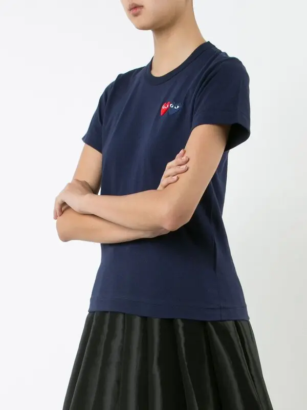 Play Comme Des Garcon Embroidered Heart T-shirt - Blue