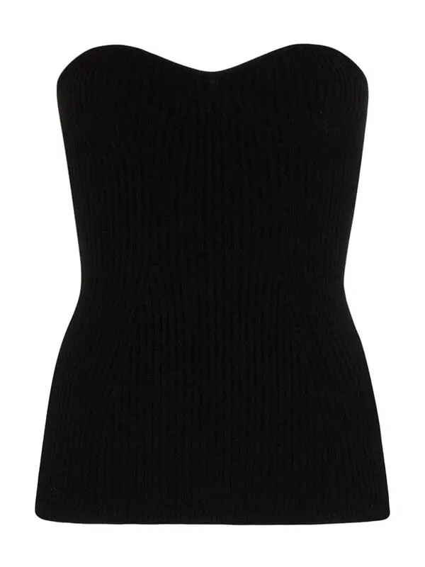 Khaite Ucie Corset Stye Ribbed Knit Top