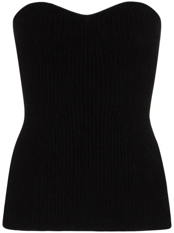 Khaite Ucie Corset Stye Ribbed Knit Top