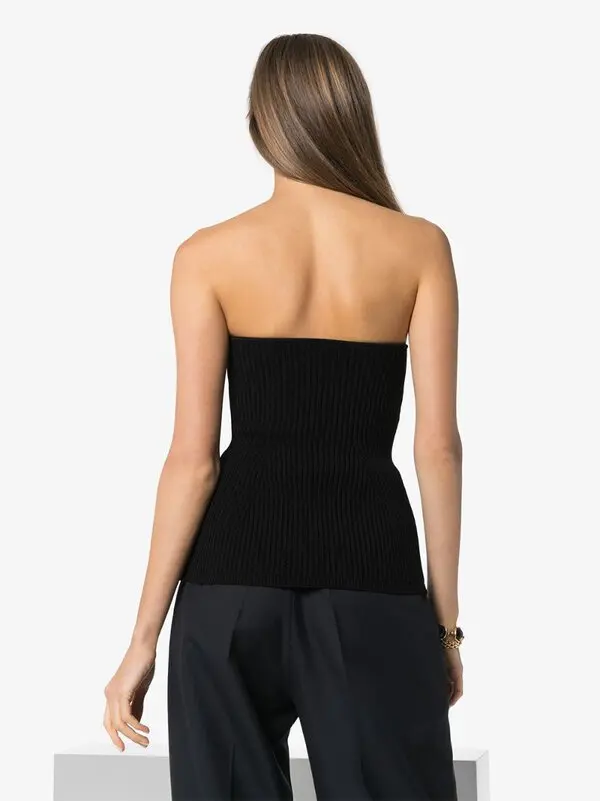 Khaite Ucie Corset Stye Ribbed Knit Top