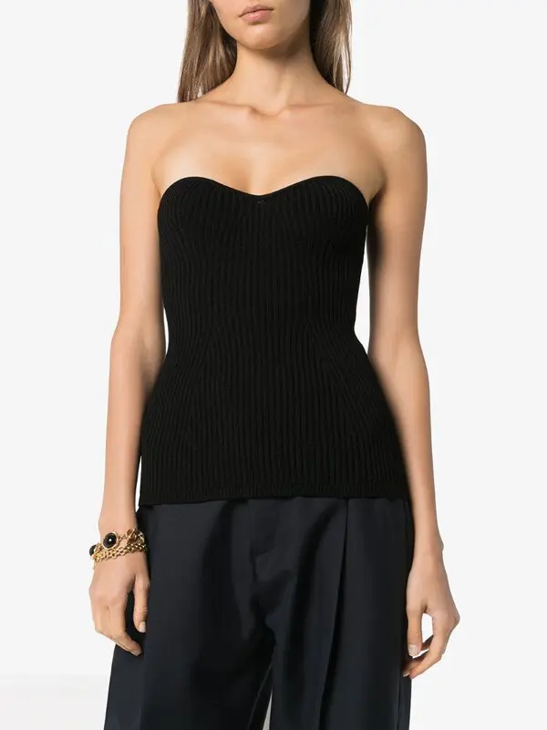 Khaite Ucie Corset Stye Ribbed Knit Top