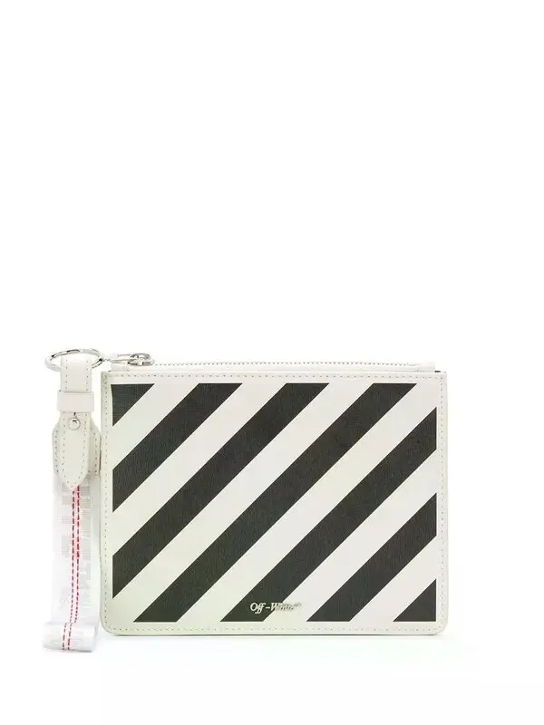 Off-White Diagonal Stripe Clutch - White