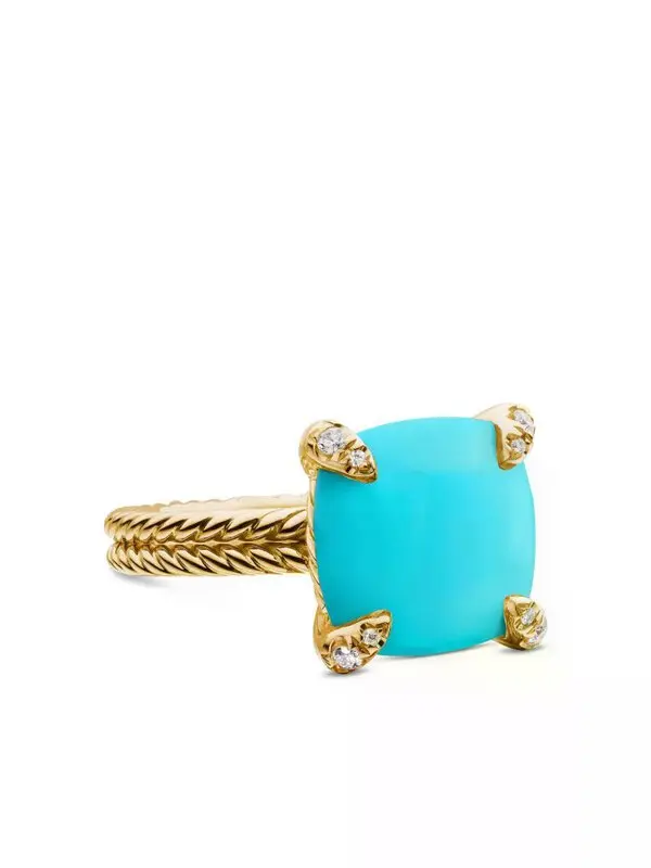 David Yurman 18kt Yellow Châtelaine Turquoise And Diamond Ring - Gold
