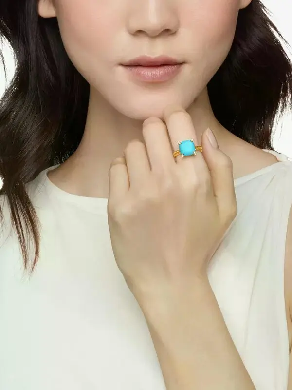 David Yurman 18kt Yellow Châtelaine Turquoise And Diamond Ring