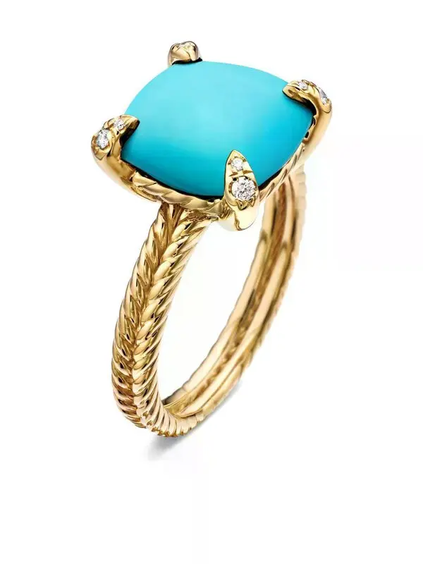 David Yurman 18kt Yellow Châtelaine Turquoise And Diamond Ring