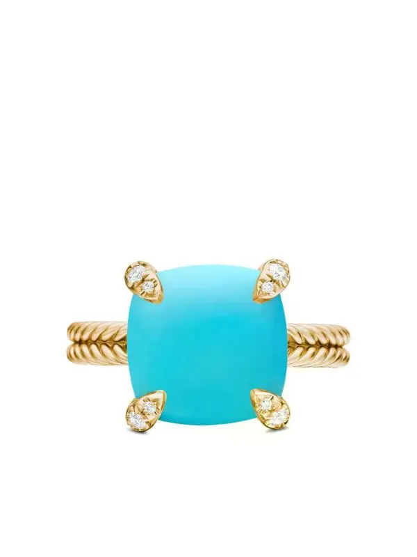 David Yurman 18kt Yellow Châtelaine Turquoise And Diamond Ring