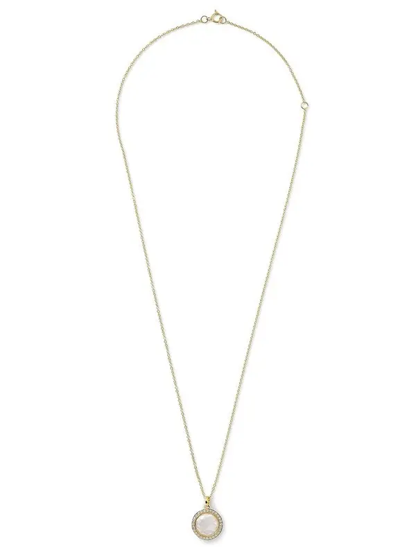Ippolita 18kt Yellow Mini Lollipop Mother-of-pearl, Diamond And Clear Quartz Pendant Necklace - Gold