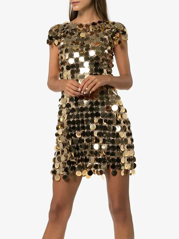 Rabanne Sequin Embellished Mini Dress - Gold | Editorialist