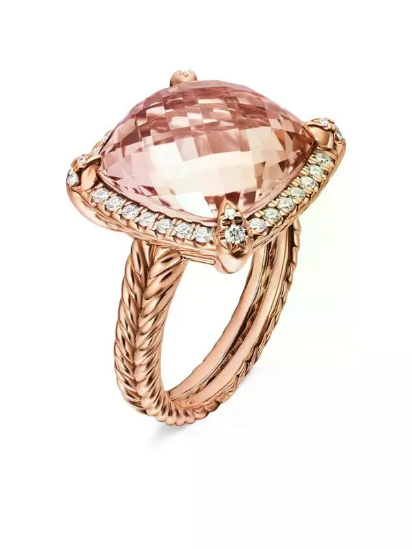 David Yurman 18kt Rose Gold Chatelaine Morganite And Diamond Ring - Pink