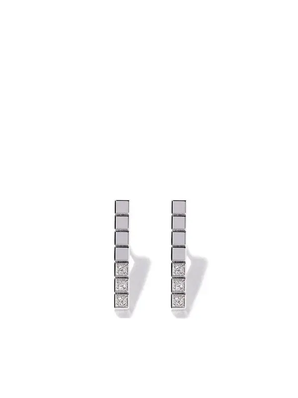 Chopard 18kt White Gold Ice Cube Pure Diamond Stud Earrings - Silver