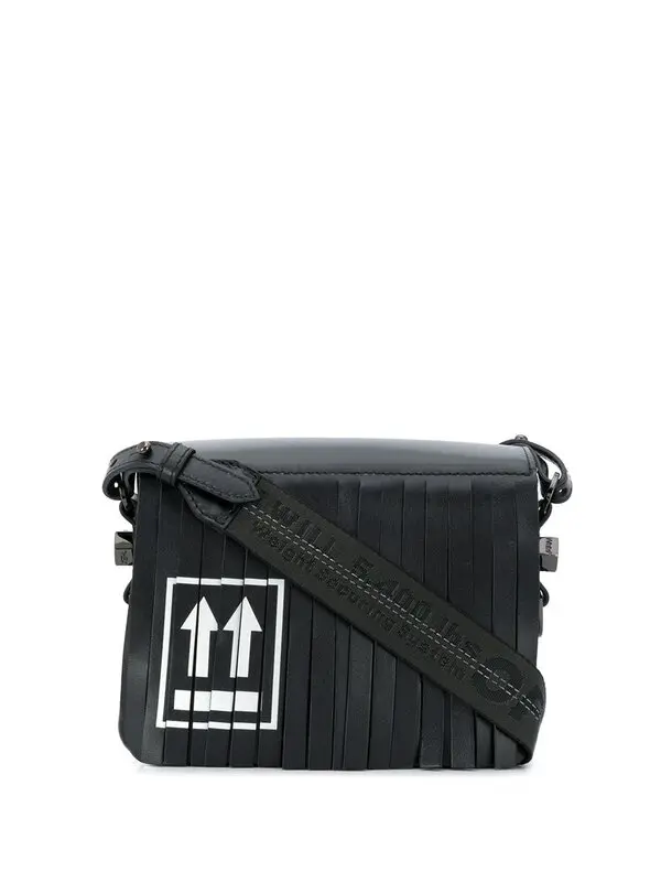 Off-White Fringed Flap Bag - Black