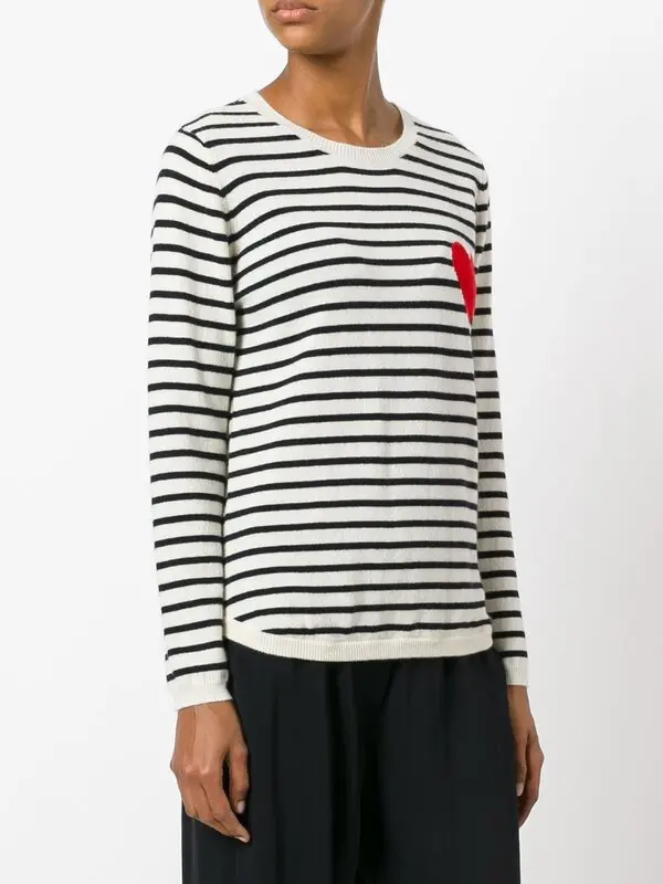 Chinti & Parker Breton Stripe Heart Jumper - Neutrals