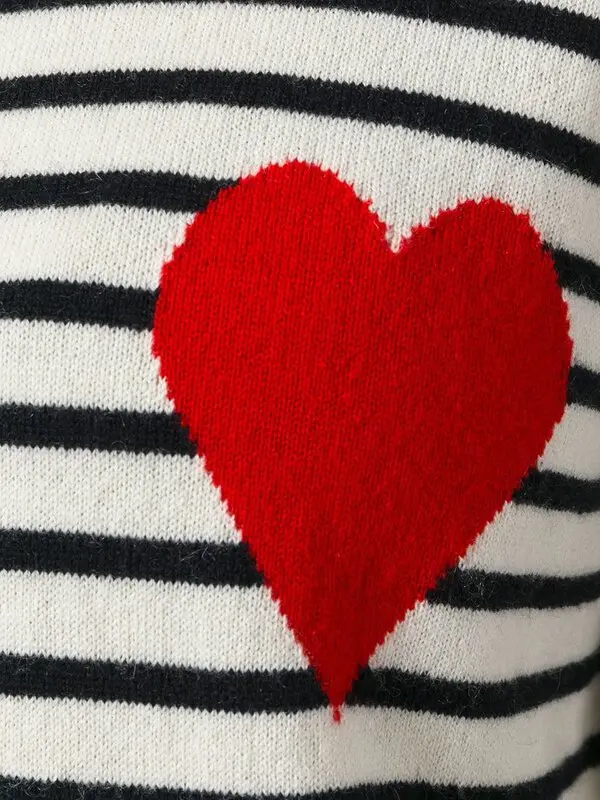 Chinti & Parker Breton Stripe Heart Jumper - Neutrals