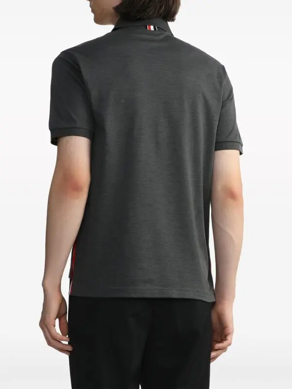 Thom Browne Piqué Polo With Rwb Pocket Trim - Grey