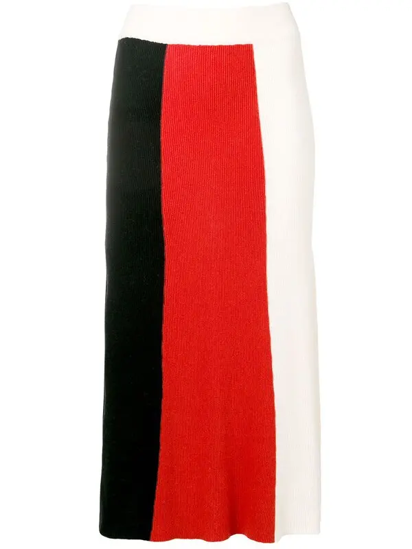 Cashmere In Love Color Block Knitted Skirt