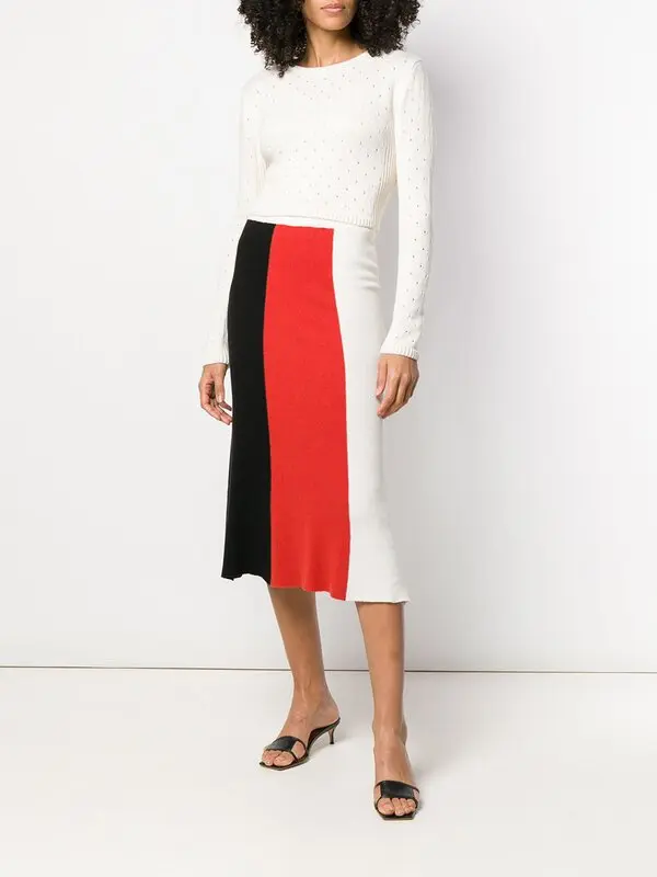 Cashmere In Love Color Block Knitted Skirt