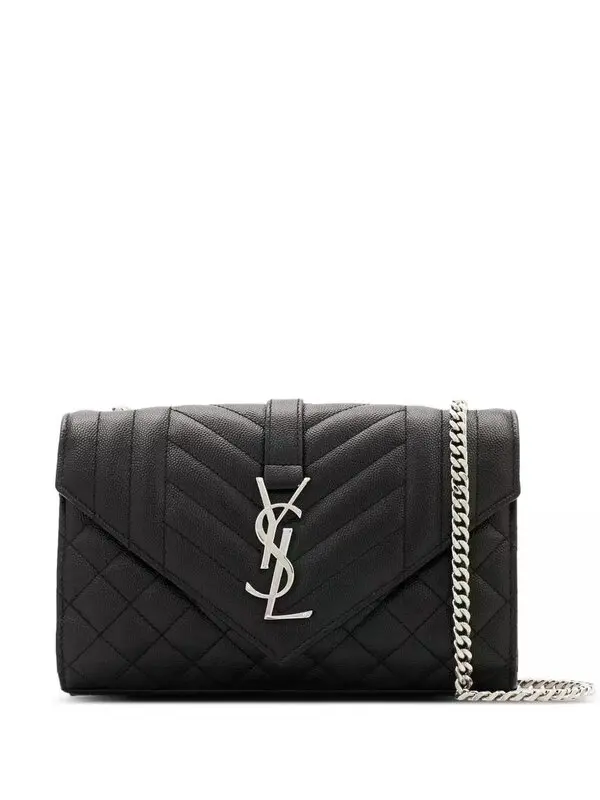 Saint Laurent Envelope Matelassé Shoulder Bag - Black