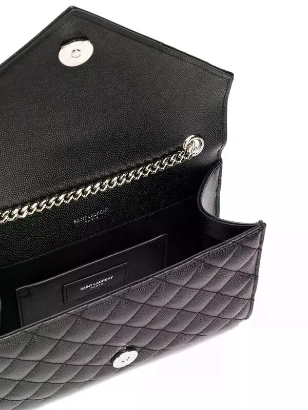 Saint Laurent Envelope Matelassé Shoulder Bag - Black