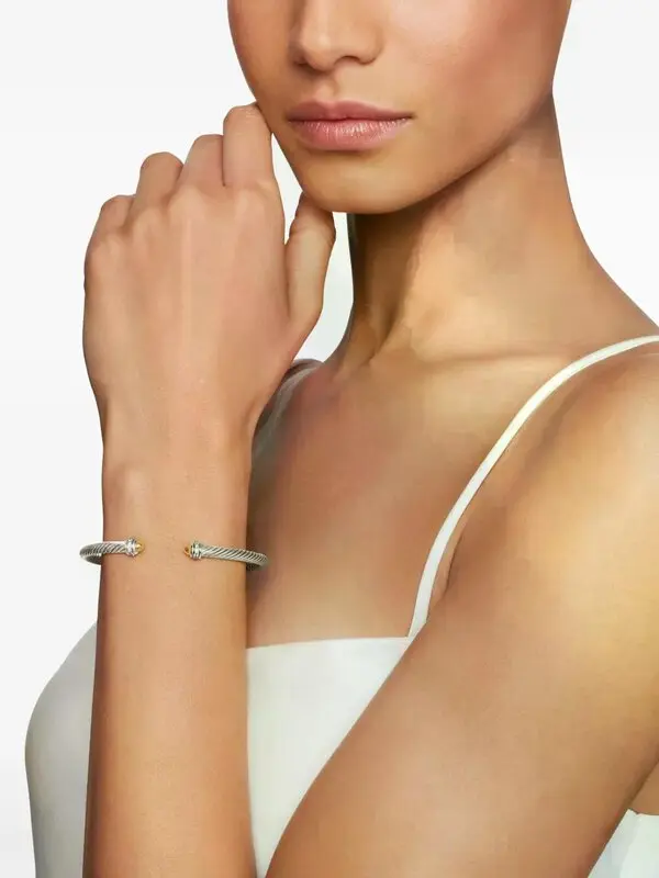 David Yurman 18kt Yellow Gold And Sterling Diamond Bracelet - Silver