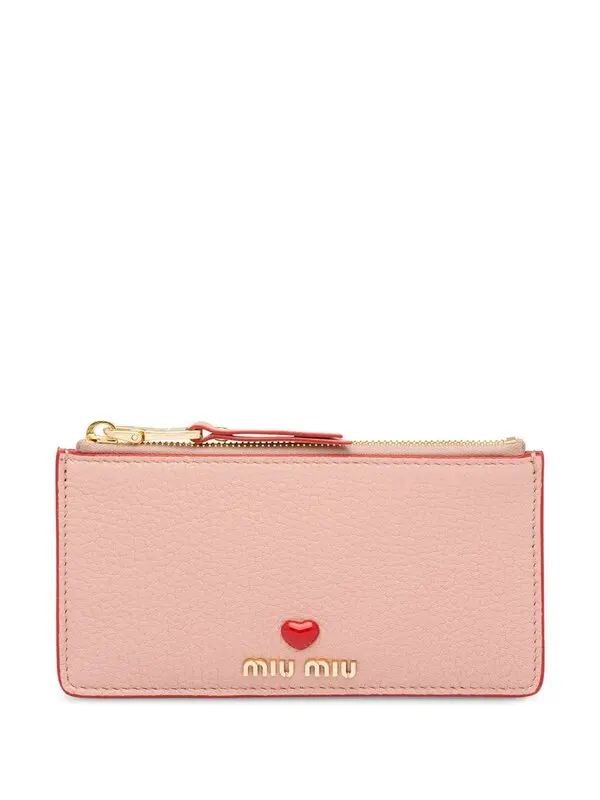 Miu Miu Heart Logo Pouch - Pink | Editorialist