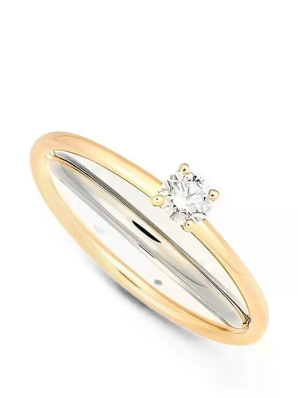 Charlotte Chesnais 18kt And Diamond Elipse Solitaire Ring - Gold