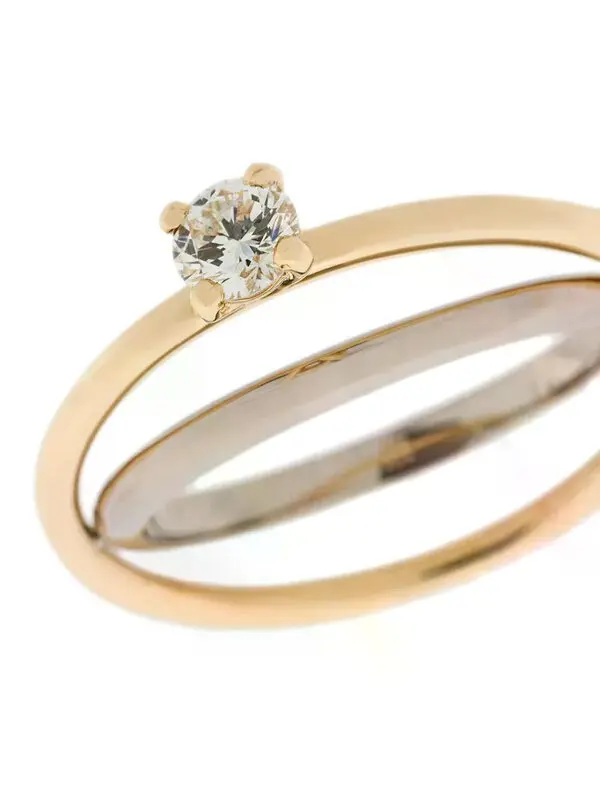 Charlotte Chesnais 18kt Yellow And White Elipse Solitaire Diamond Ring