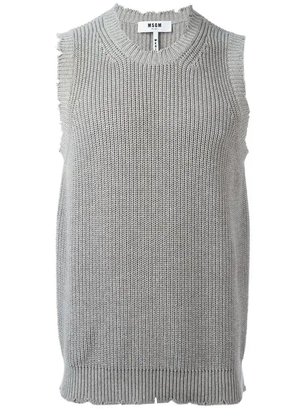 MSGM Distressed Sleeveless Jumper