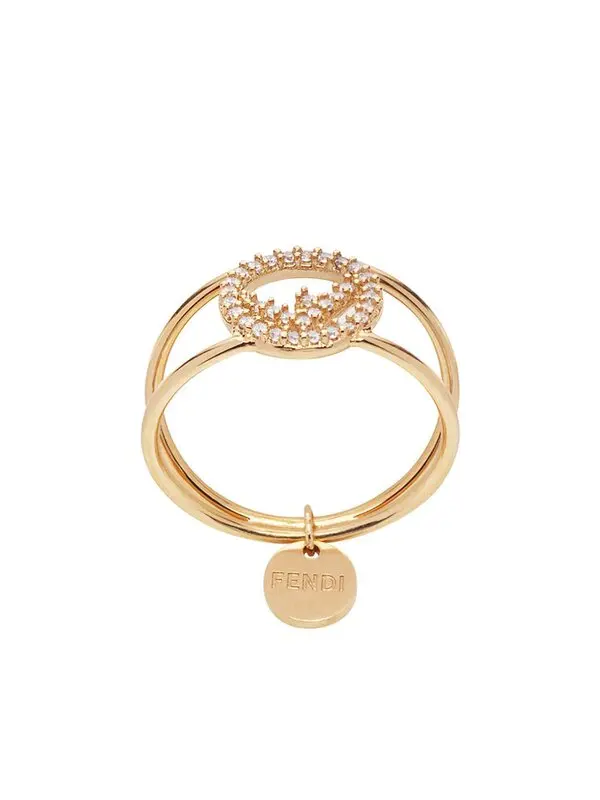 Fendi Crystal Detail Pendant Ring