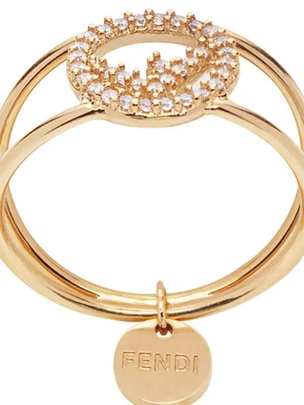 Fendi Crystal Detail Pendant Ring