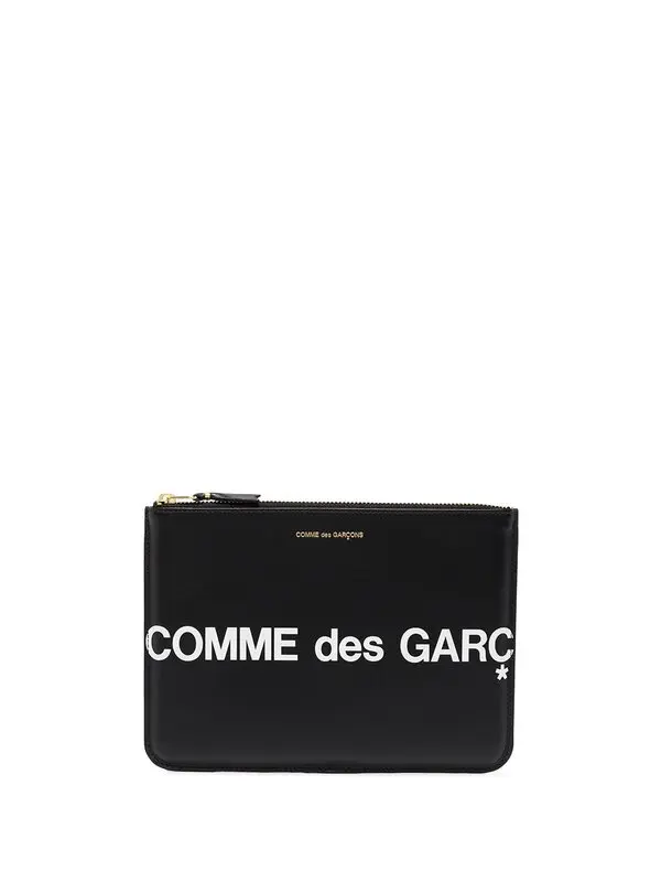 Comme Des Garçons Logo-print Leather Pouch - Black