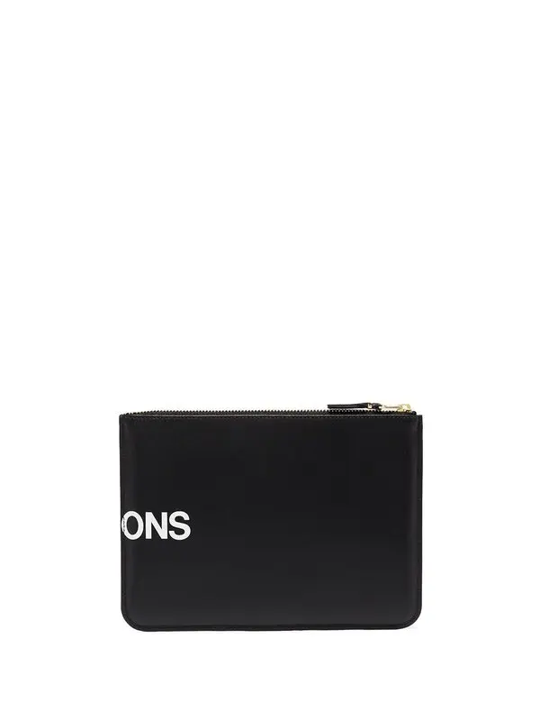 Comme Des Garçons Huge Logo Leather Pouch - Black