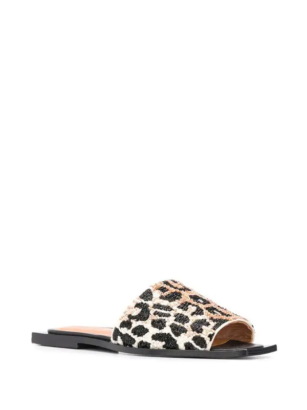 GANNI Leopard-print Beaded Sandals