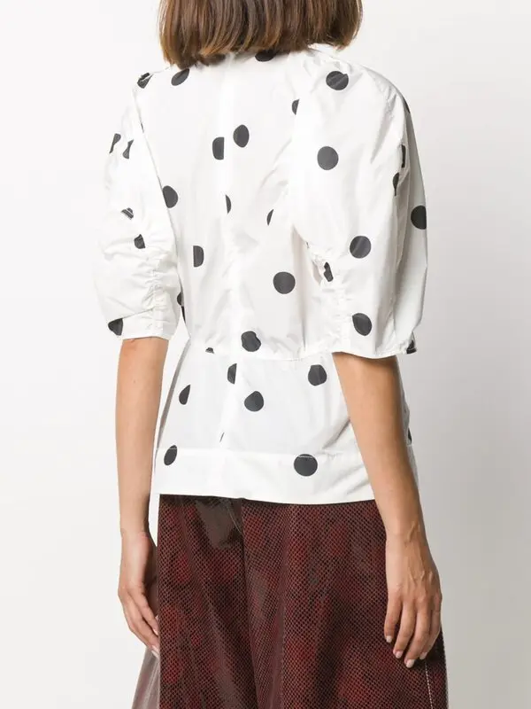 GANNI Polka Dot Gathered Blouse