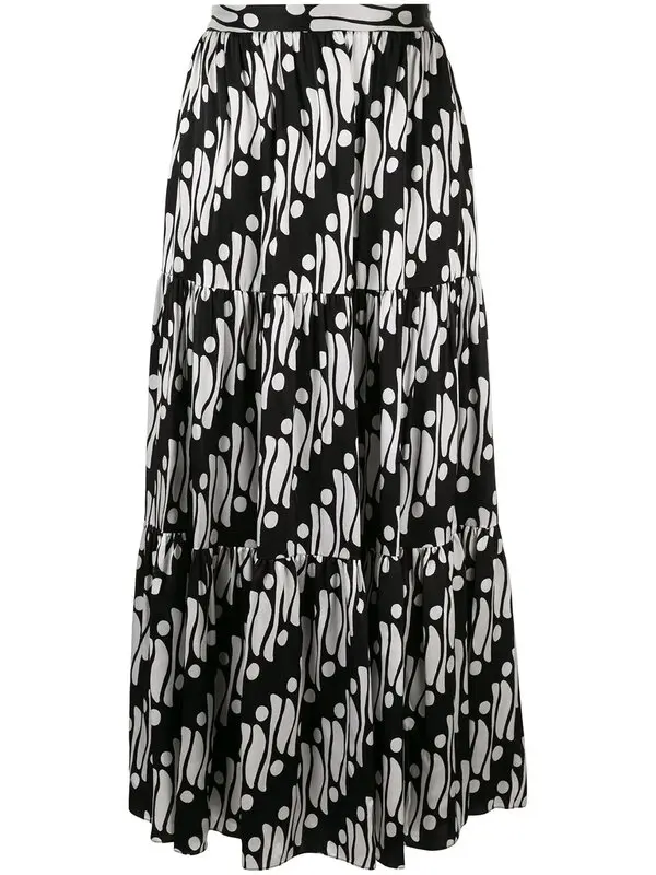 Andrew Gn Geometric Flared Maxi Skirt