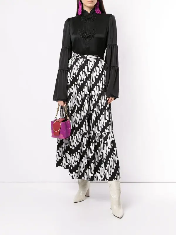 Andrew Gn Geometric Flared Maxi Skirt