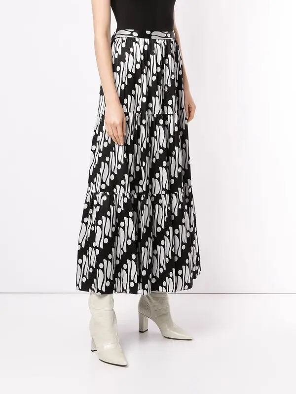 Andrew Gn Geometric Flared Maxi Skirt