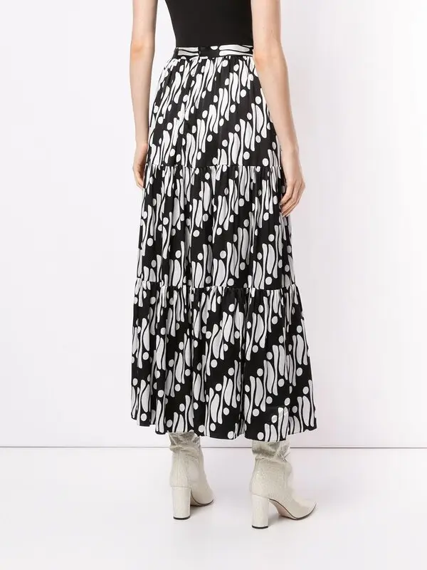 Andrew Gn Geometric Flared Maxi Skirt