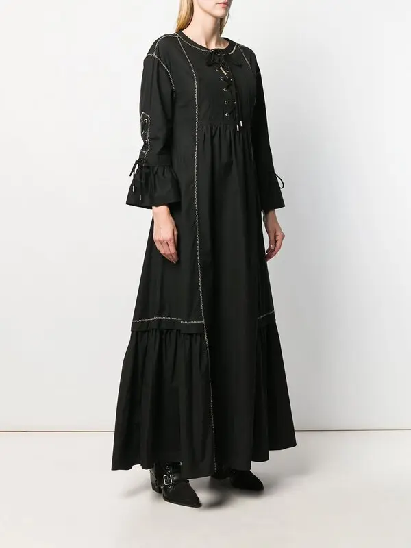 Alberta Ferretti Lace-up Flared Maxi Dress