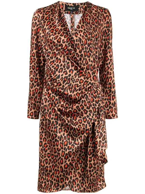 Paule Ka Leopard Print Wrap Dress