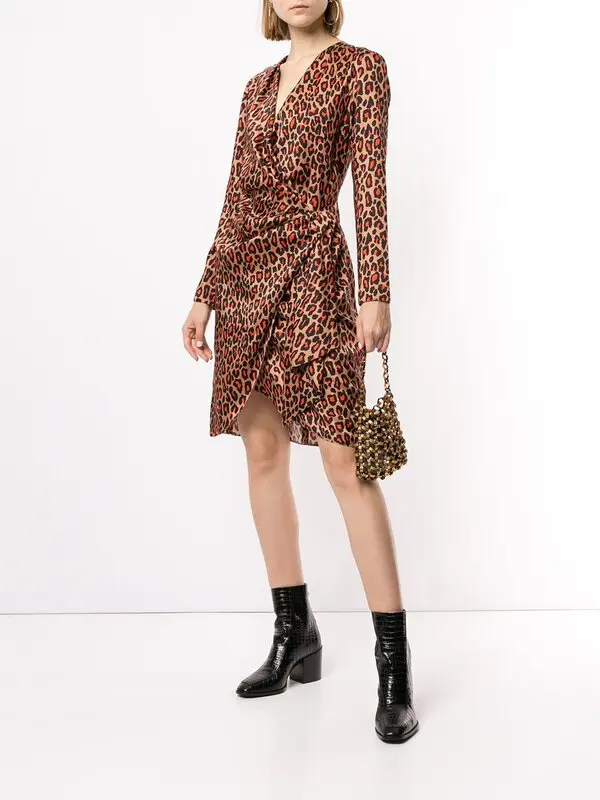 Paule Ka Leopard Print Wrap Dress