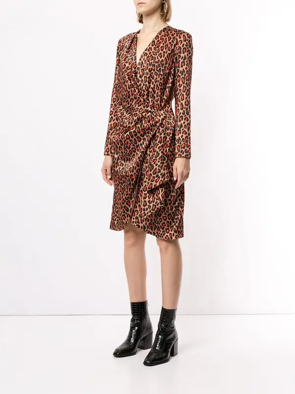 Paule Ka Leopard Print Wrap Dress