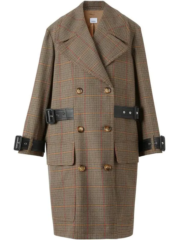 Burberry Houndstooth Check Wool Double-breasted Coat