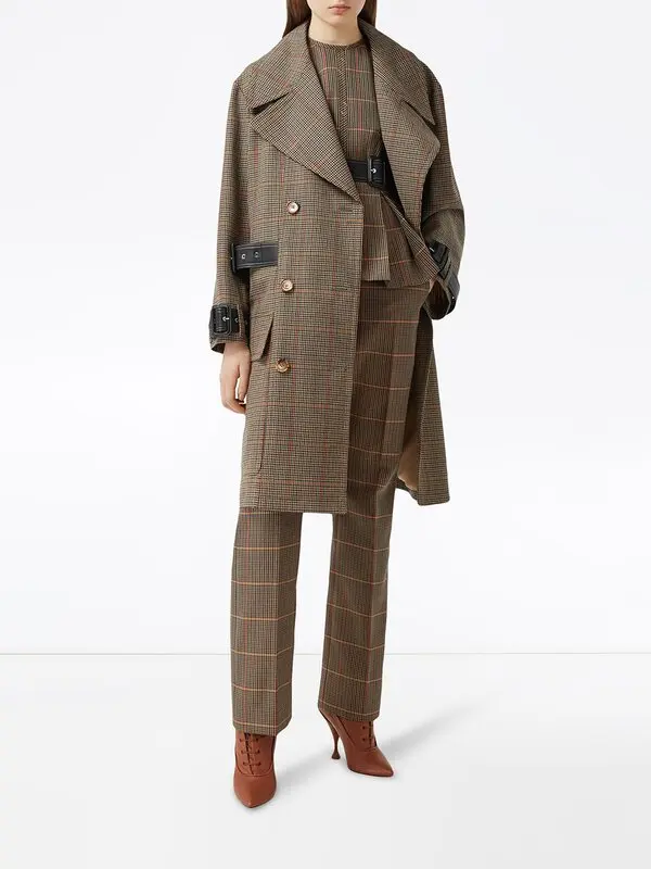 Burberry Houndstooth Check Wool Double-breasted Coat