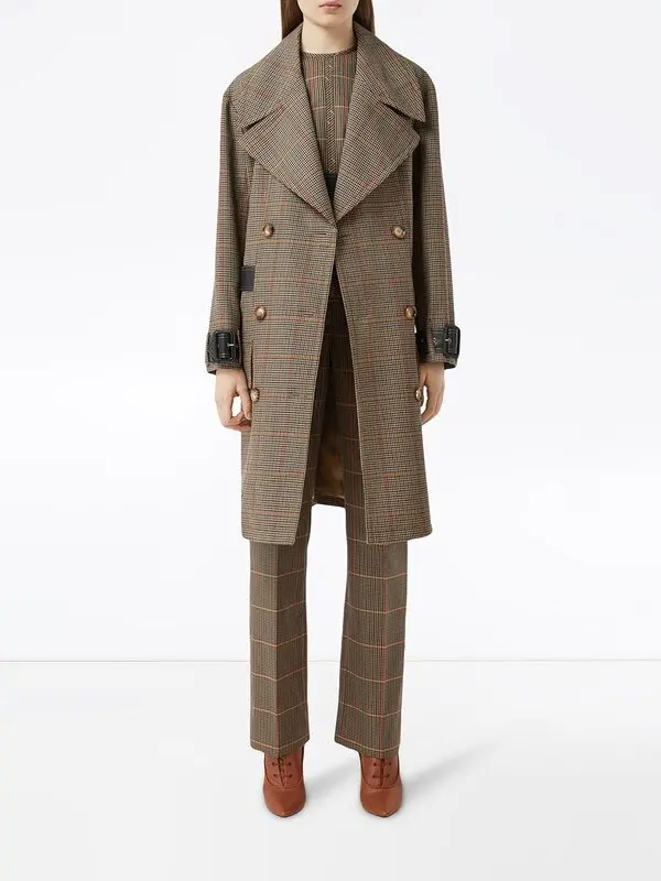 Burberry Houndstooth Check Wool Double-breasted Coat